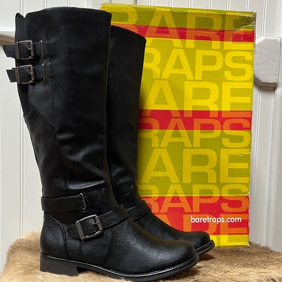BareTraps | Shoes | Bare Traps Sebastian Black Tall Knee Boots 85 Moto ...